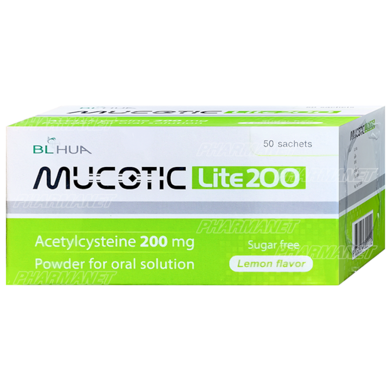 MUCOTIC LITE 200MG POWD SAC 50X3GM (SUGAR FREE)